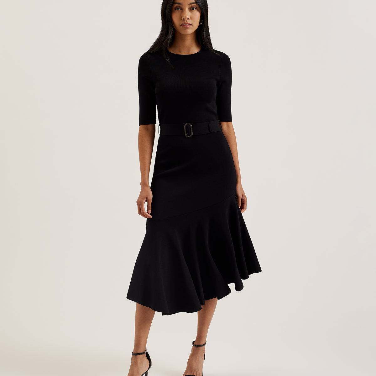 Women's Samalee-Knitted Flippy Skirt Midi Dress Black – Ted Baker South ...