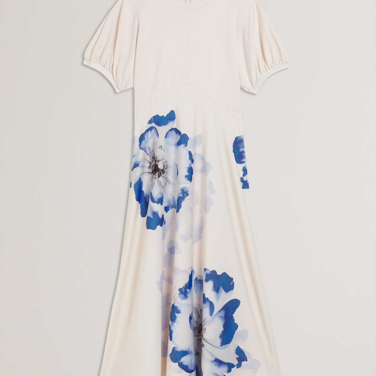 Women's Mitzic-Ponte Bodice Printed Satin Midi Dress Ivory – Poseidon ...