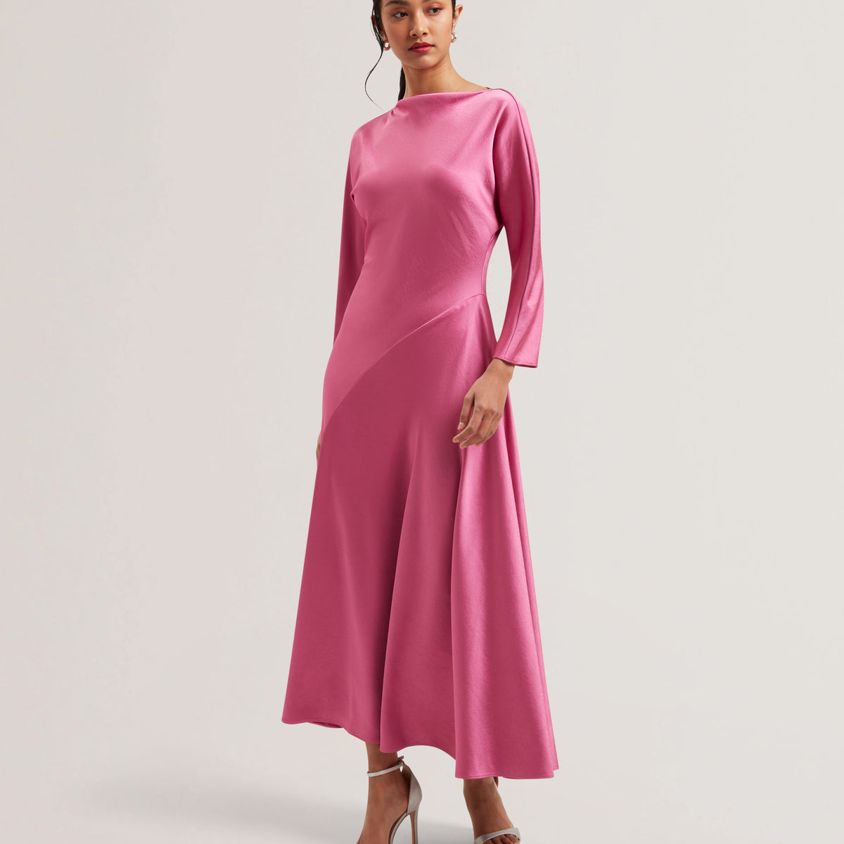 Women's MINHO-Curve Seam Detail Midi Dress Brt-Pink – Poseidon Brands ...