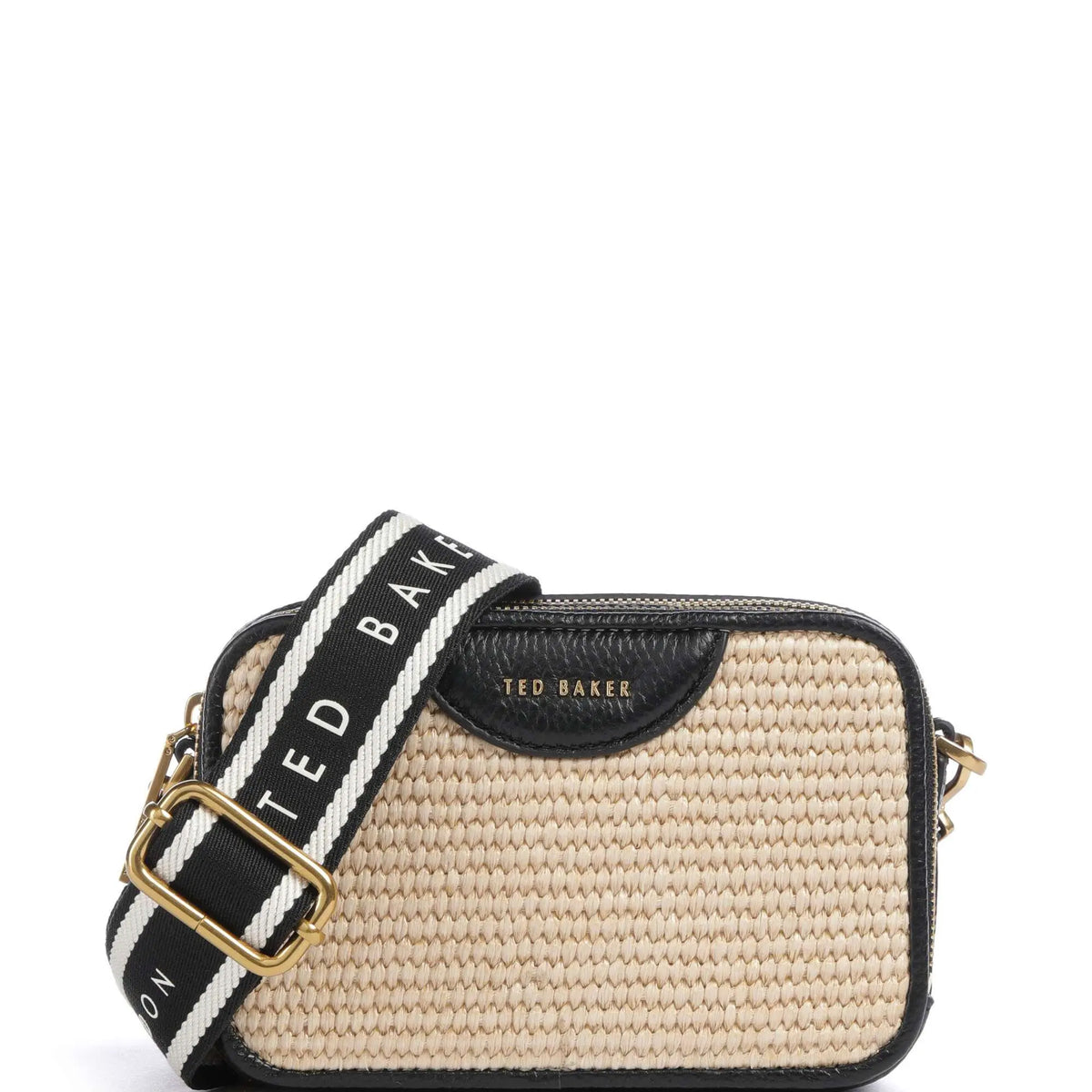 Women's BARIA-Webbing Faux Raffia Camera Bag Black – Poseidon Brands ...