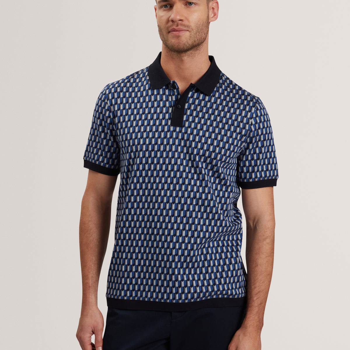 Men's HAMISHS-SS Jacquard Stripe Geo Polo Navy – Poseidon Brands (Pty) Ltd
