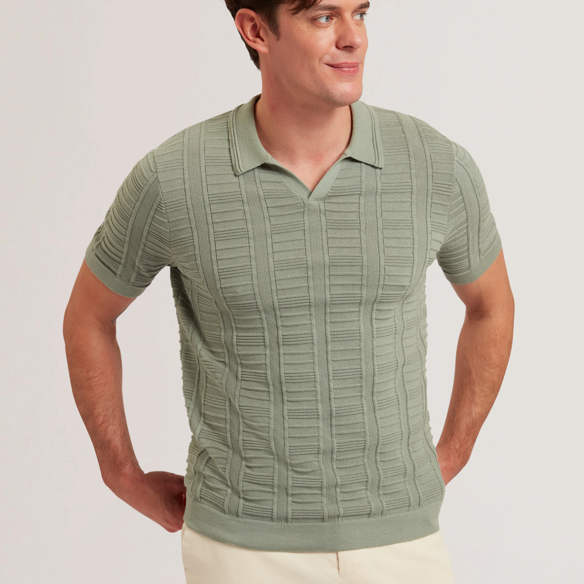 Men's RUZZA-SS Open Neck Textured Polo Green – Poseidon Brands (Pty) Ltd